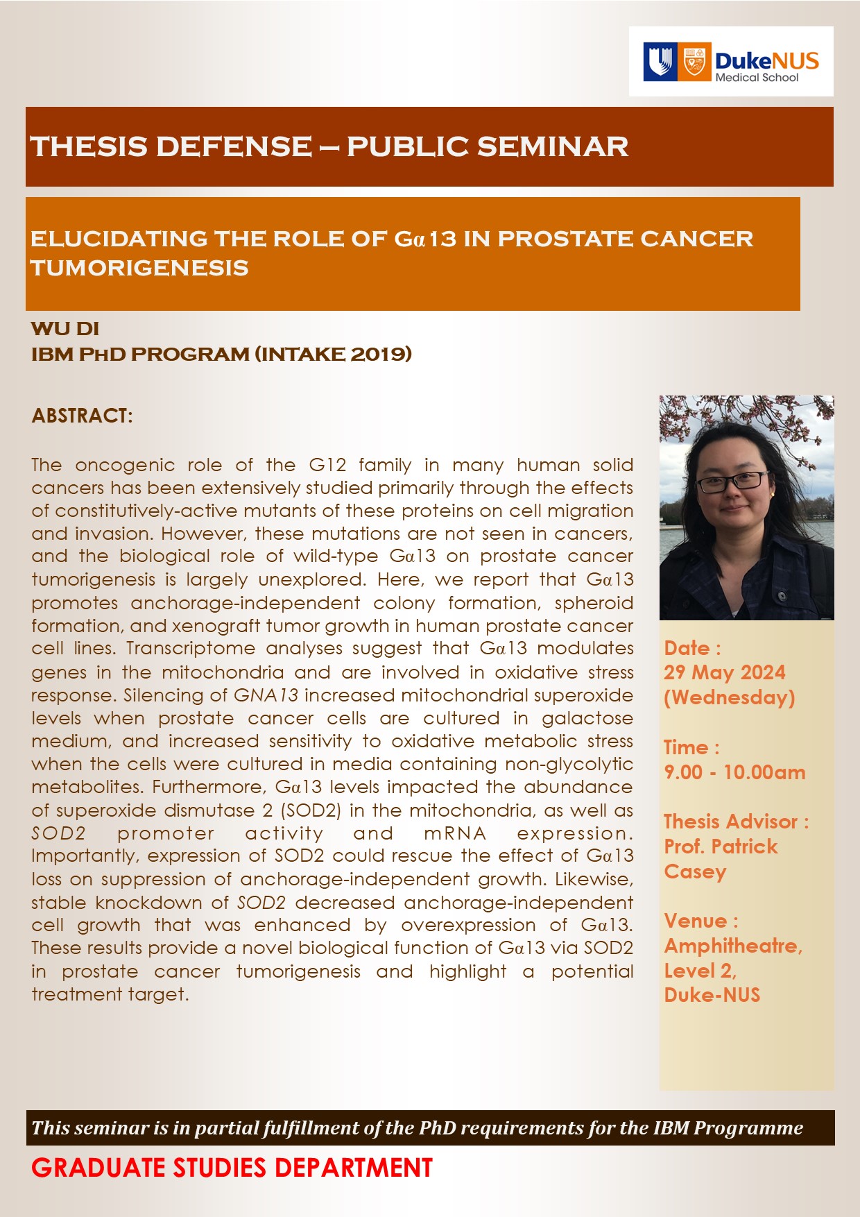 Thesis Defense — ELUCIDATING THE ROLE OF Gα13 IN PROSTATE CANCER ...