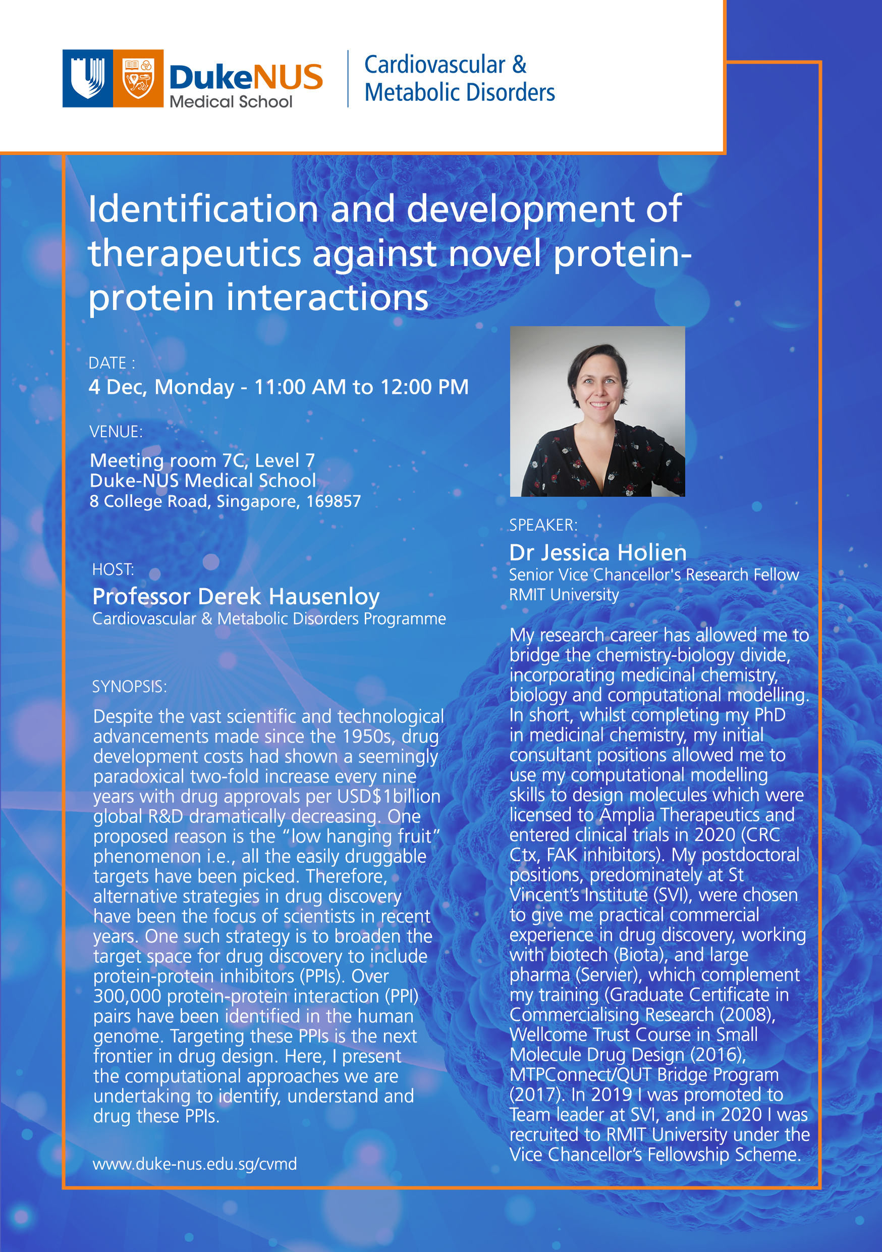 CVMD Seminar Series - Seminar talk by: Dr Jessica Holien ...