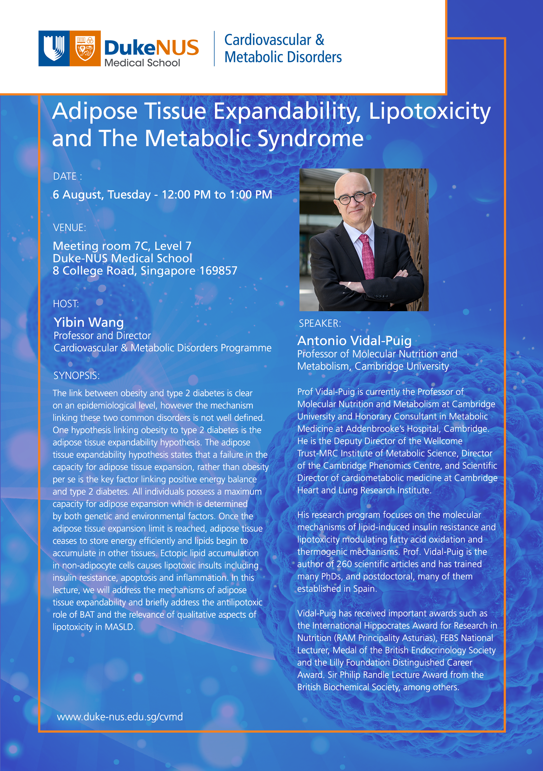 Prof Antonio Vidal-Puig Shares Study Insights at CVMD Research Seminar