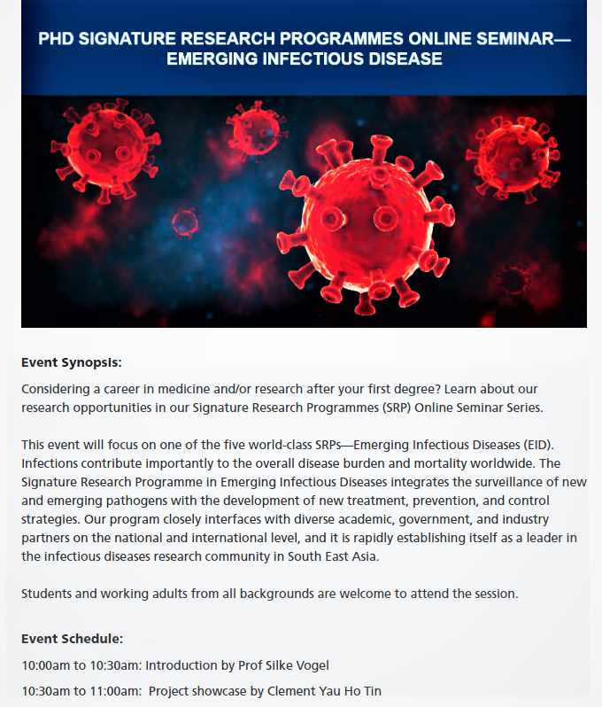 PhD Signature Research Programmes Online Seminar — Emerging Infectious ...
