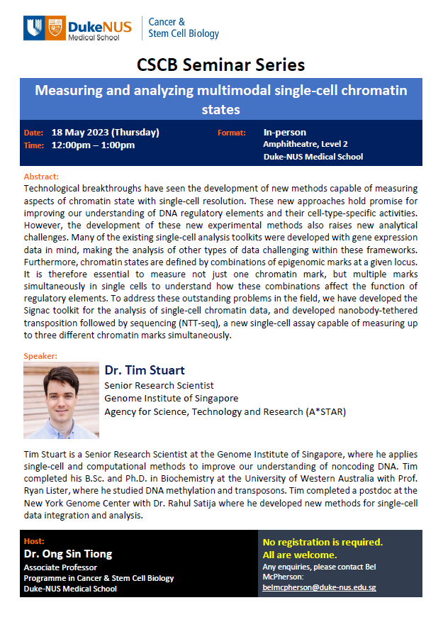 Noon Seminar: Dr. Tim Stuart - “Measuring and analyzing multimodal ...
