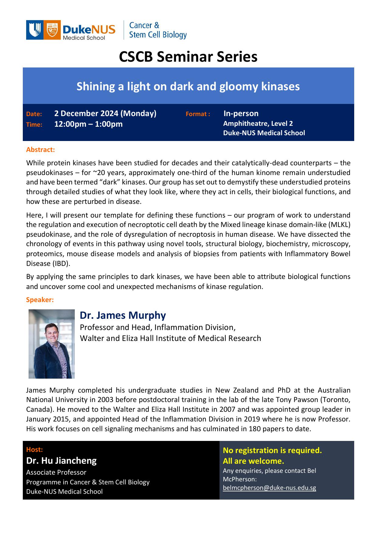 Noon Seminar: Dr. James Murphy - “Shining a light on dark and gloomy ...