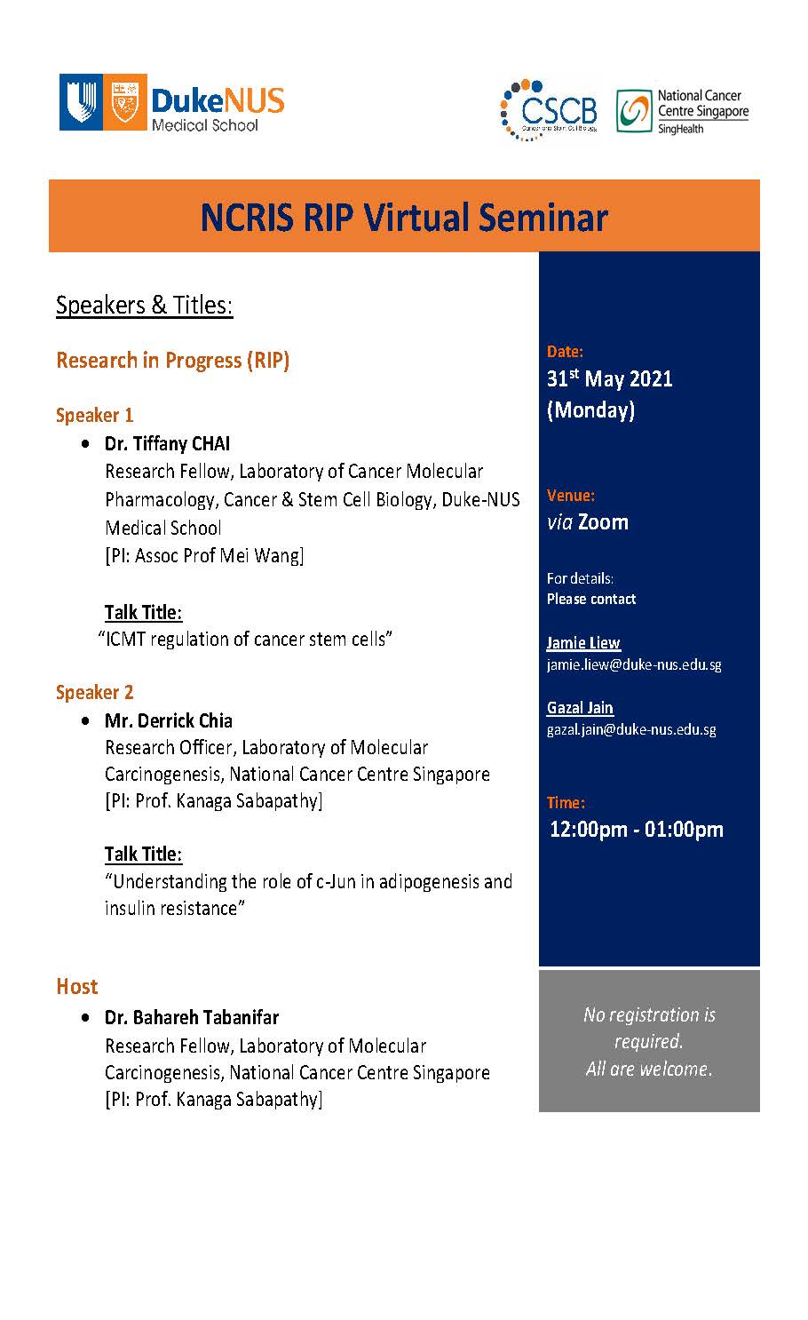 NCRIS Research in Progress (RIP) Meeting on 31 May 2021 (Mon) @12pm, Virtual Seminar via Zoom